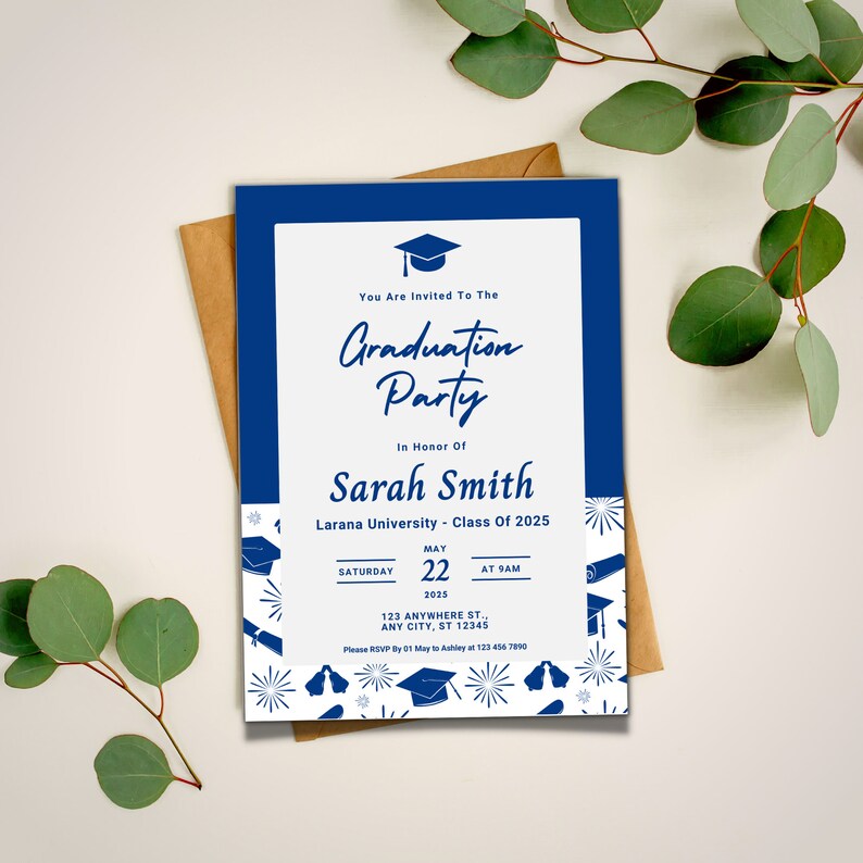 Editable Graduation Party Invitation Canva Template, Grad Party Invite ...