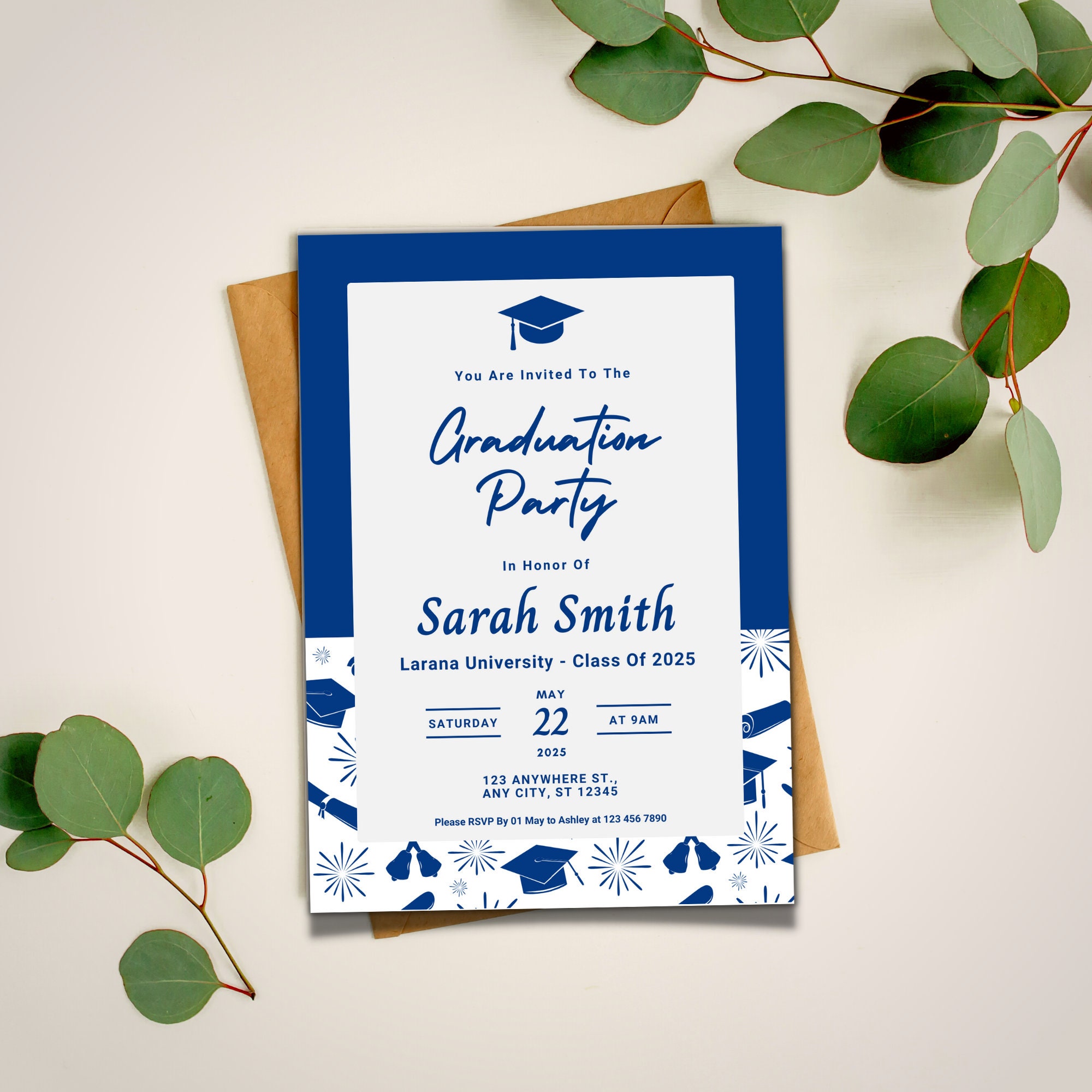 Editable Graduation Party Invitation Canva Template, Grad Party Invite ...