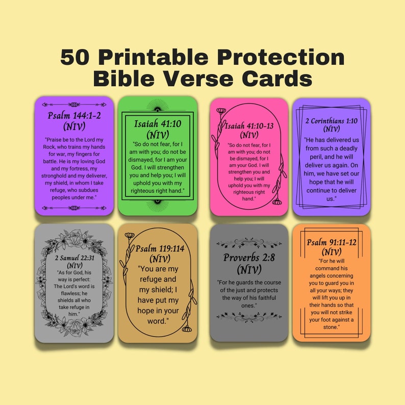 Printable Protection Bible Verse Cards, Bible Study Tools, Memory Verse ...