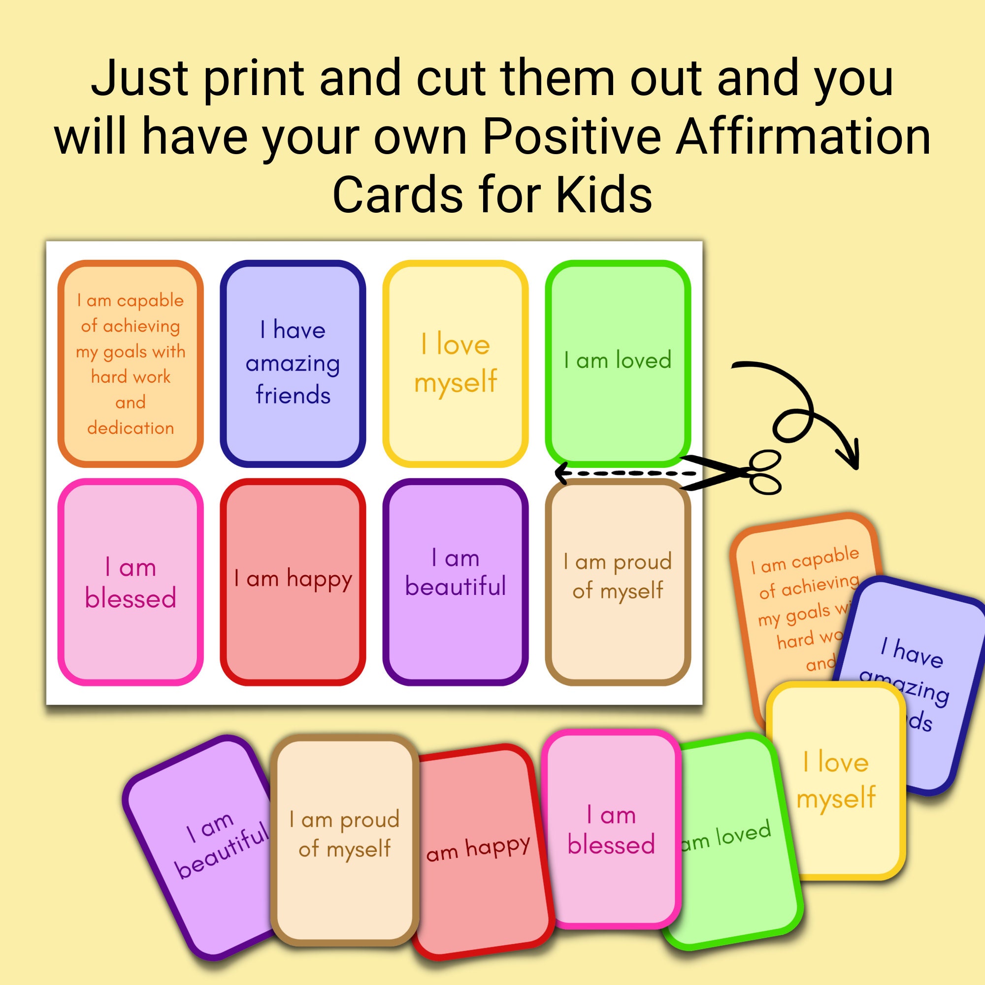 40 Printable Positive Affirmation Cards for Kids, Positive Quotes ...