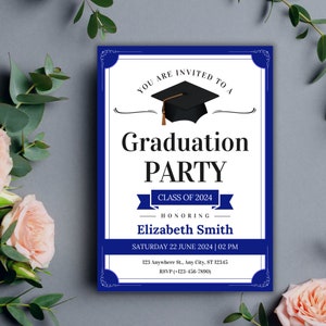 Editable Graduation Party Invitation Canva Template, Grad Party Invite ...