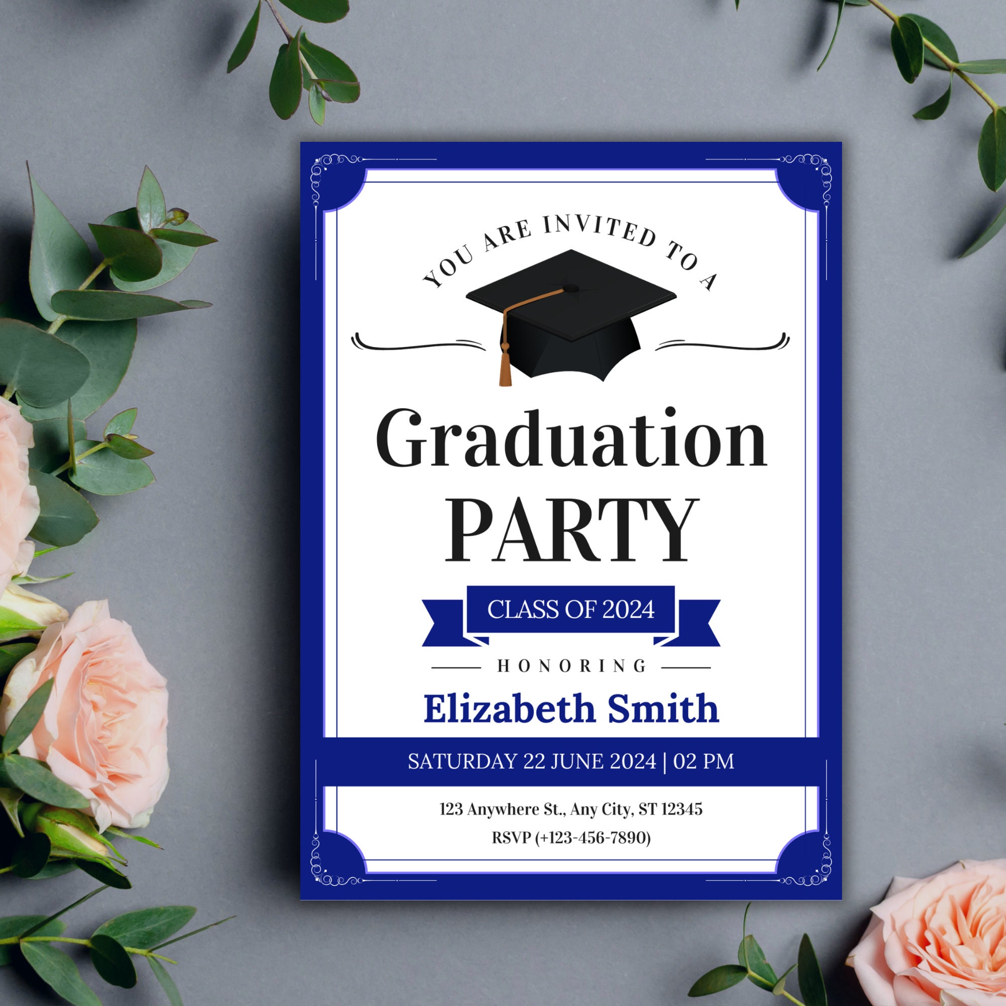 Editable Graduation Party Invitation Canva Template, Grad Party Invite ...