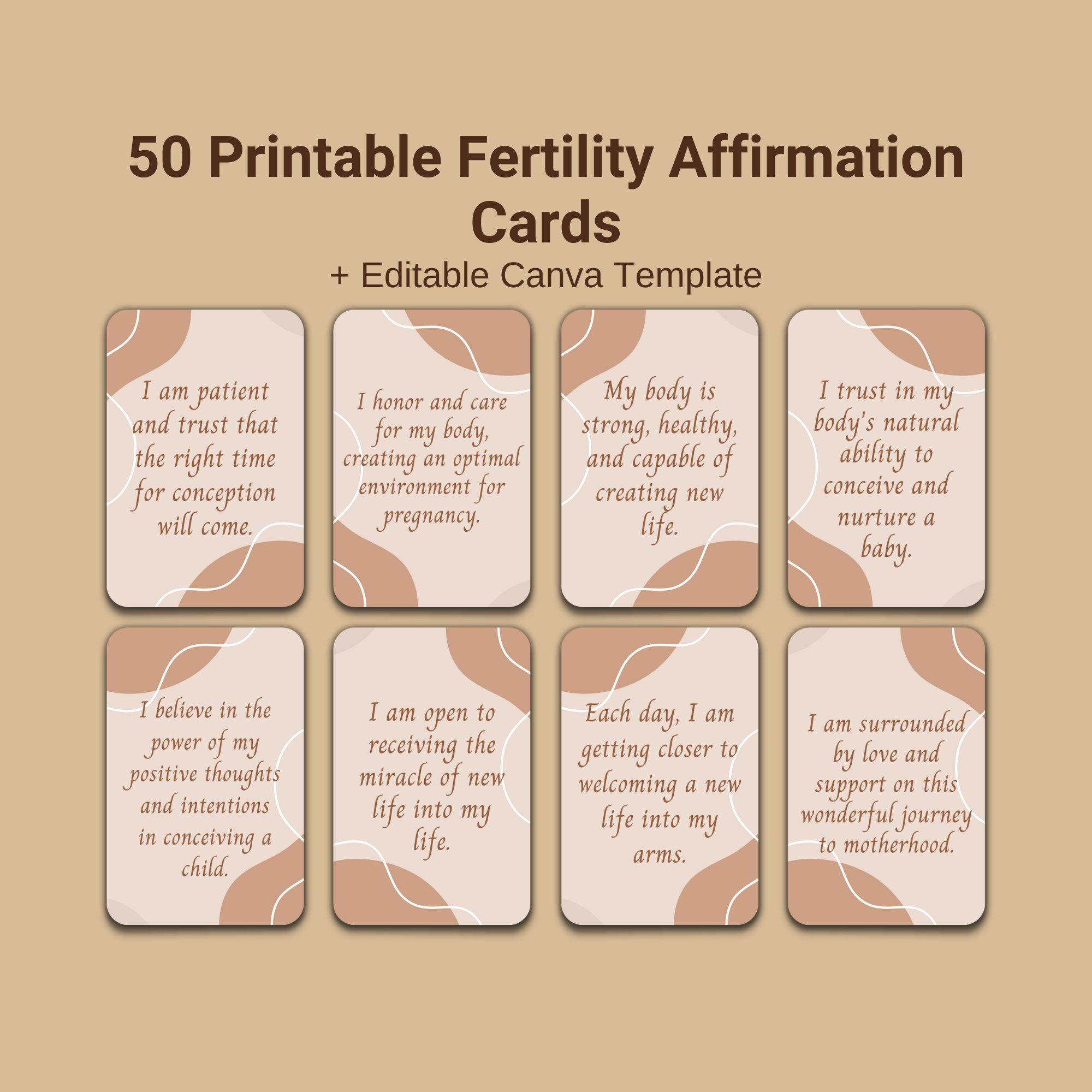 50 Printable Fertility Affirmation Cards, Trying to Conceive ...