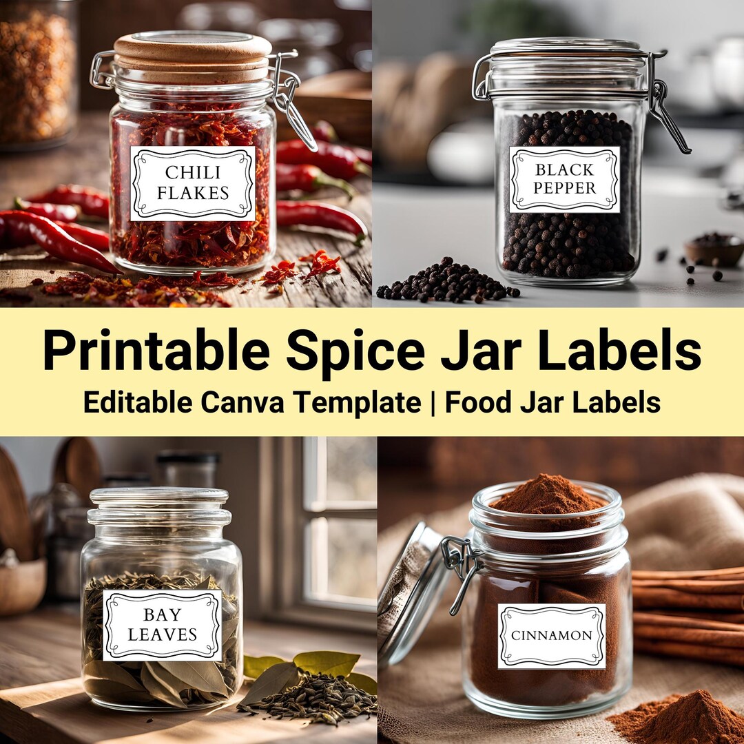 Printable Spice Jar Labels, Minimalist Homemade Spice Jar Labels ...
