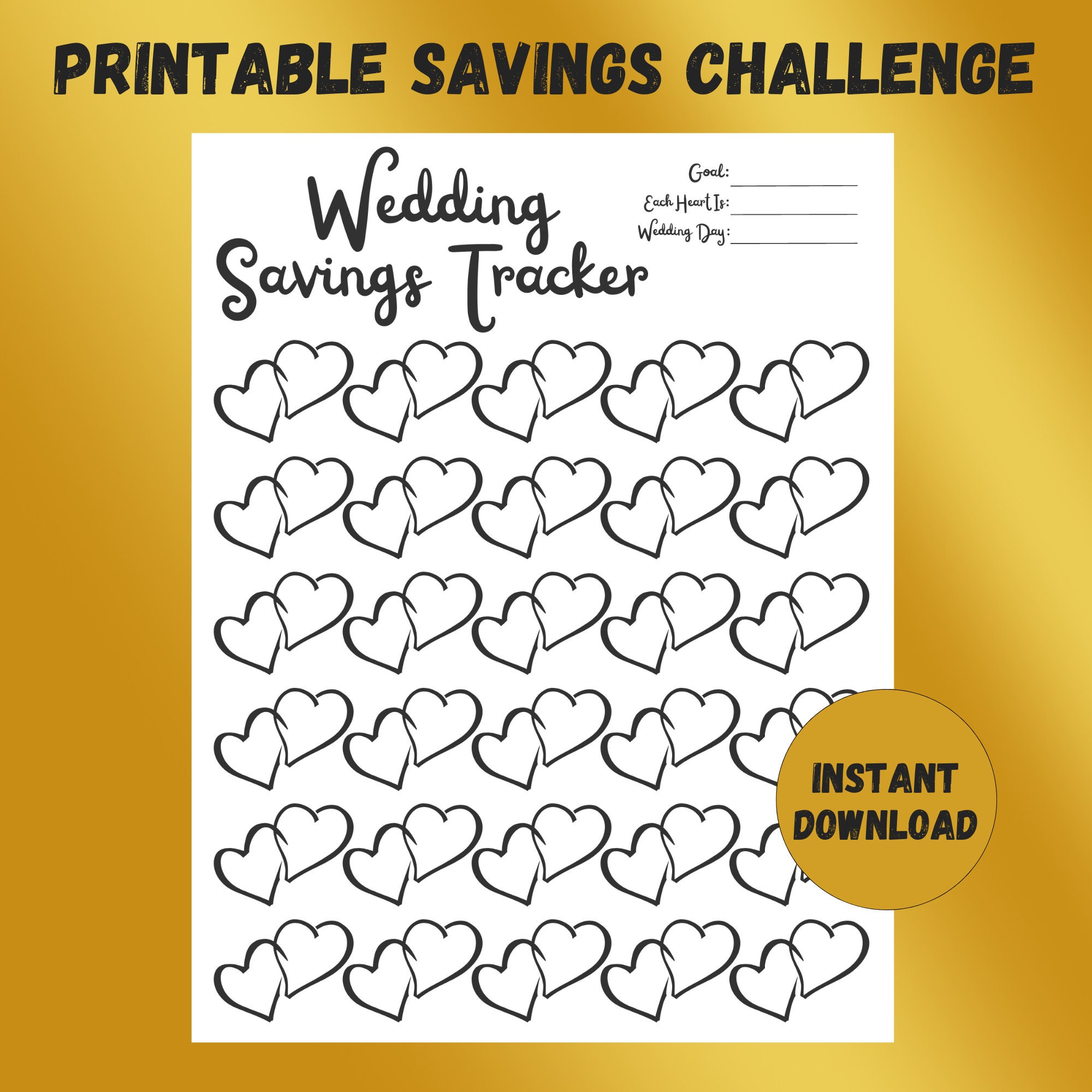 Wedding Savings Challenge Printable, Wedding Savings Tracker, Money ...