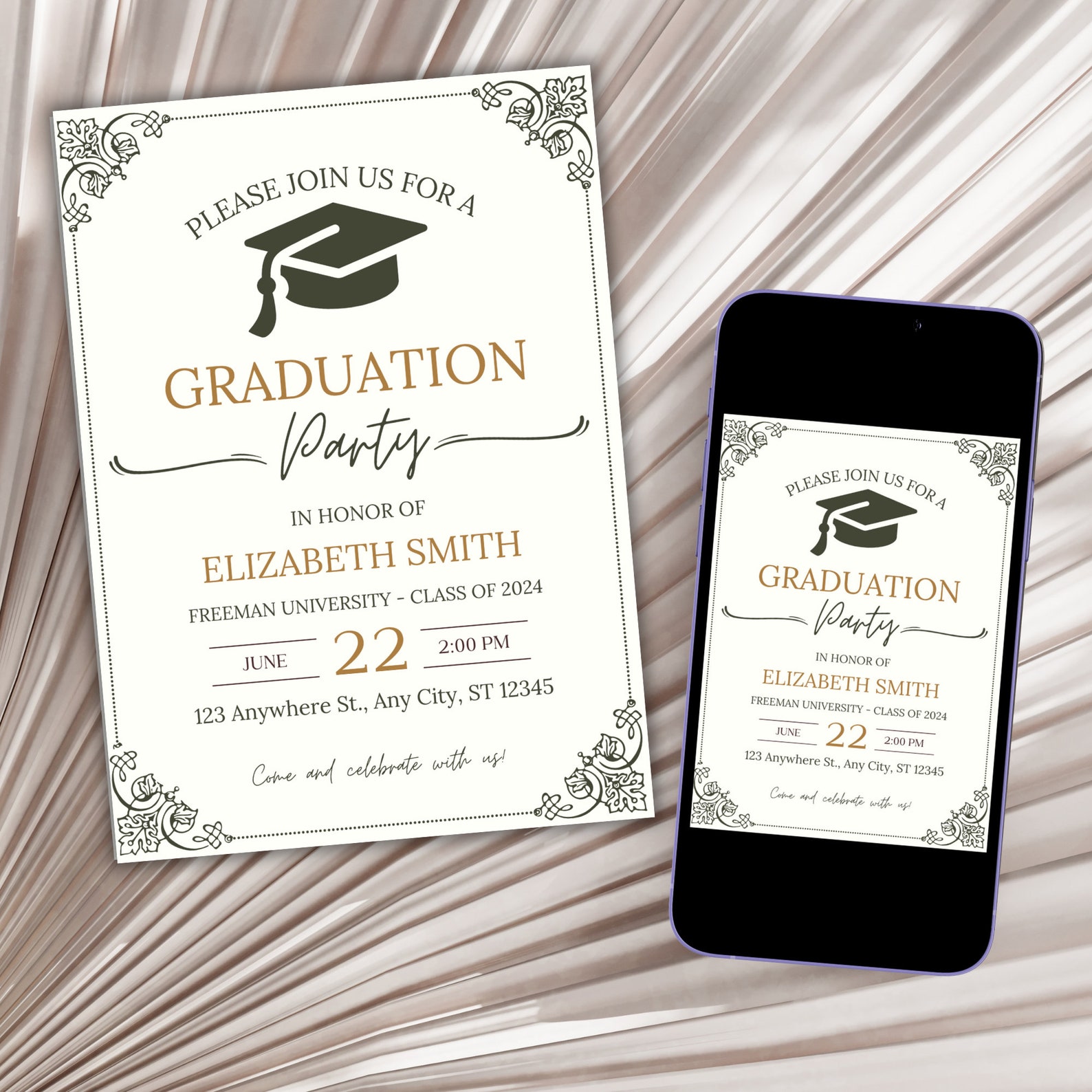 Editable Graduation Party Invitation Canva Template, Grad Party Invite ...