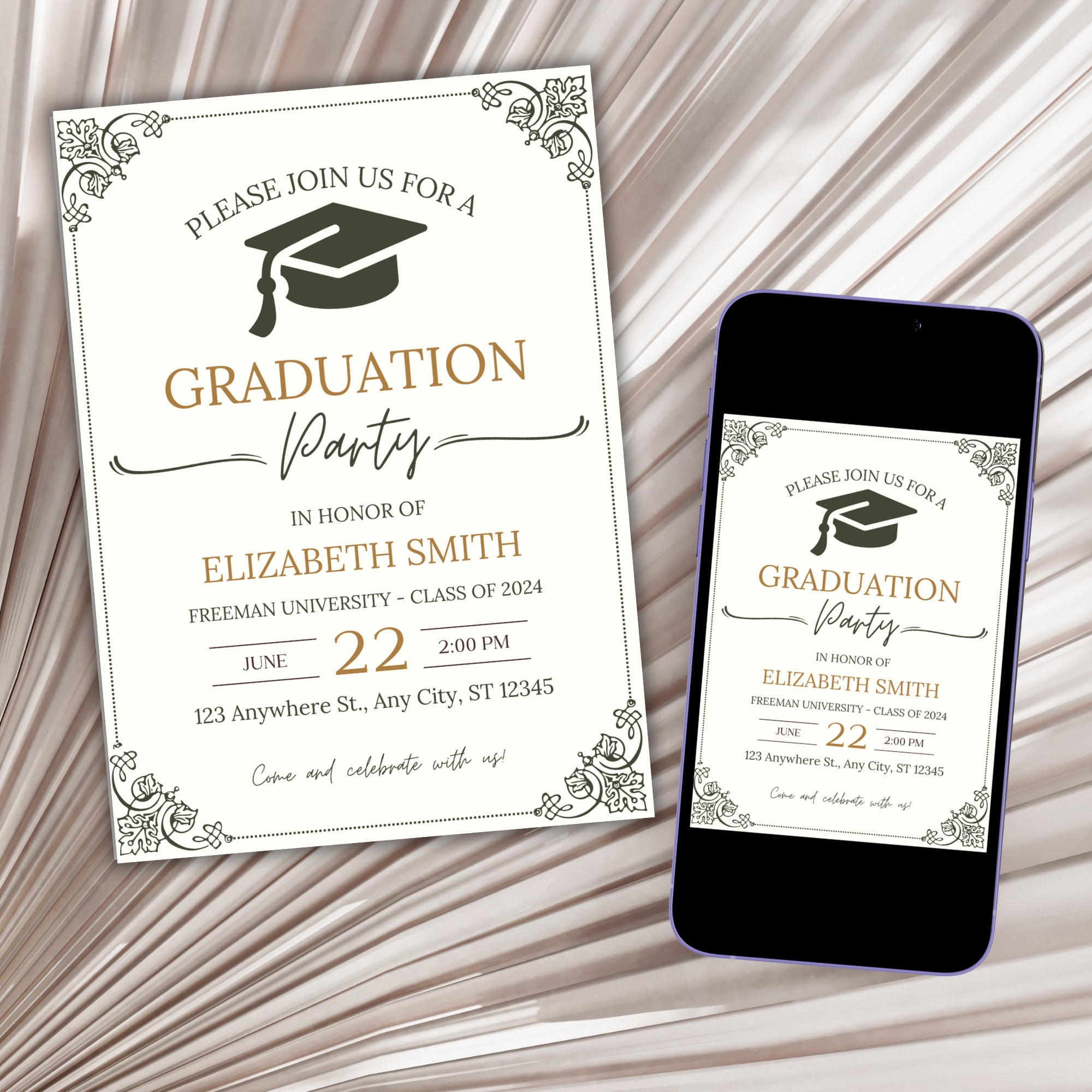 Editable Graduation Party Invitation Canva Template, Grad Party Invite ...