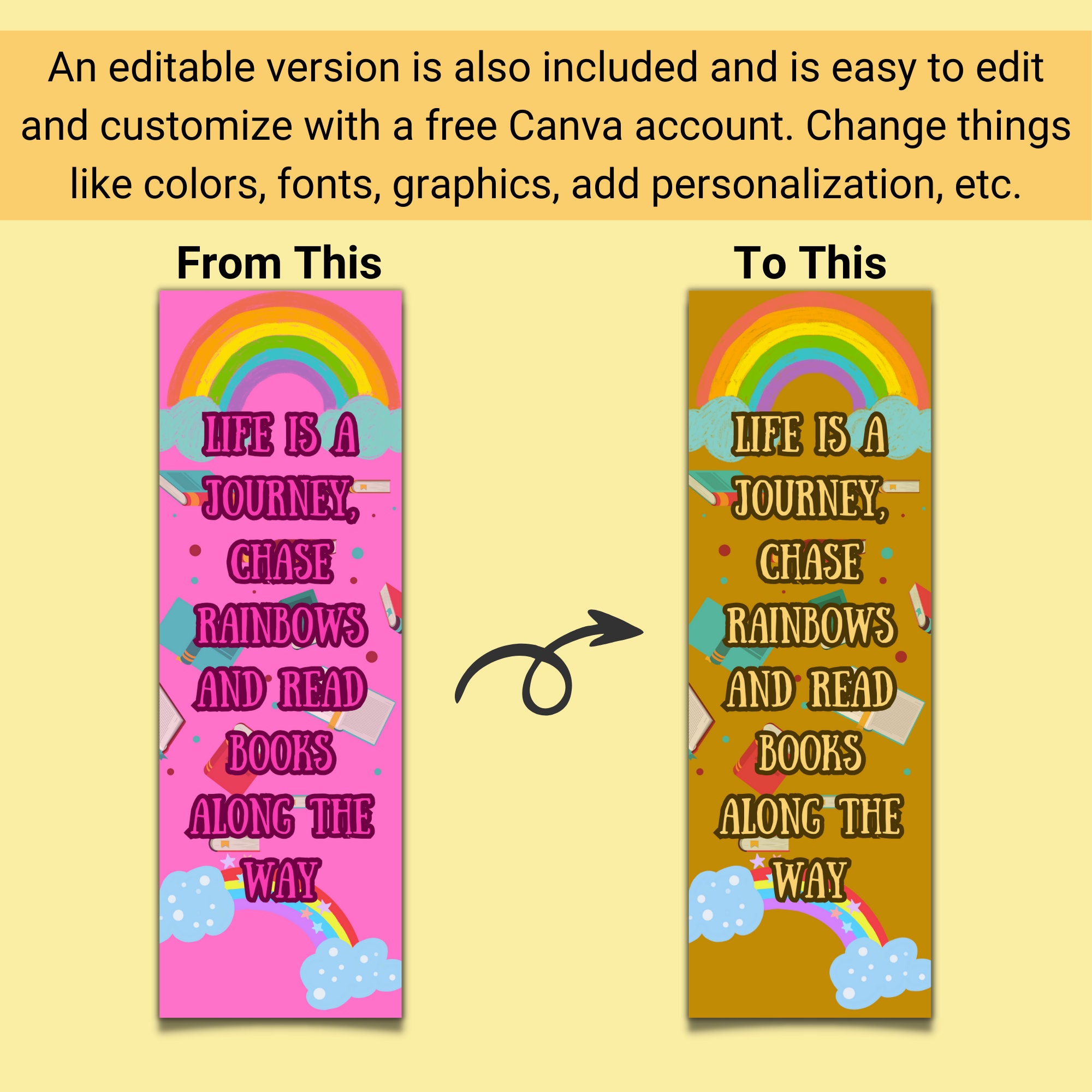Printable Simple Rainbow Bookmark Set, Cute Rainbow Bookish Bookmarks ...