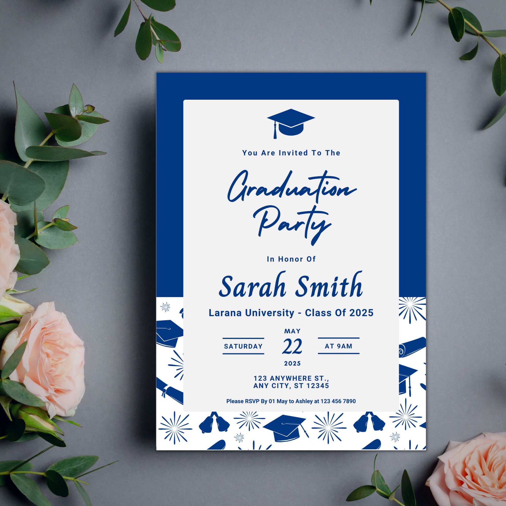 Editable Graduation Party Invitation Canva Template, Grad Party Invite ...