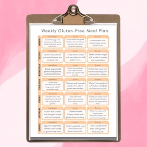 Weekly Gluten Free Meal Plan & Grocery List Printable, Shopping List ...