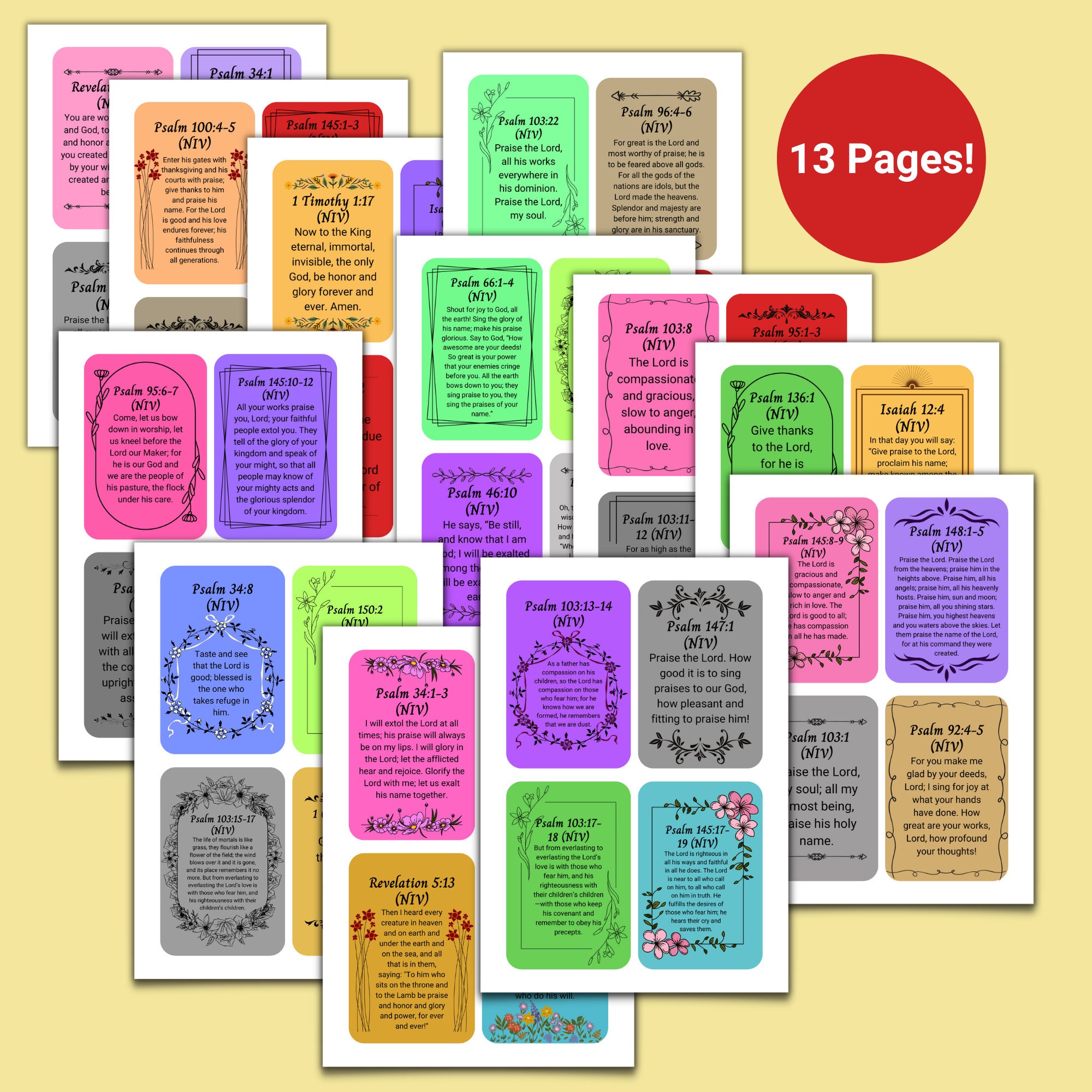 Printable Bible Verse Cards Praising God, Bible Study Tools, Memory ...
