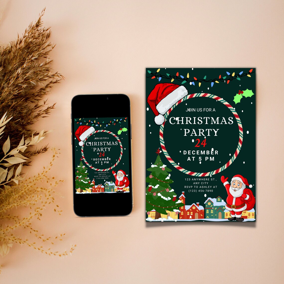Christmas Party Invitation Canva Template, Printable Fun Christmas ...
