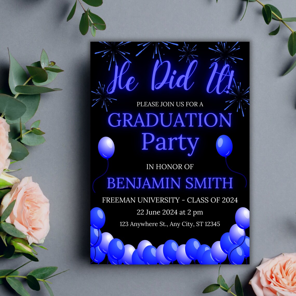 Editable Graduation Ceremony Invitation Canva Template, Grad Party ...
