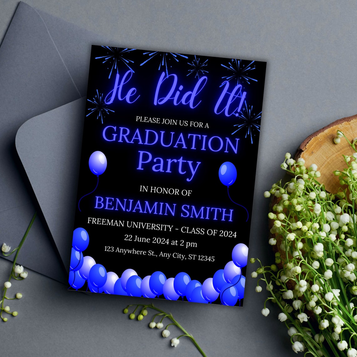 Editable Graduation Ceremony Invitation Canva Template, Grad Party ...