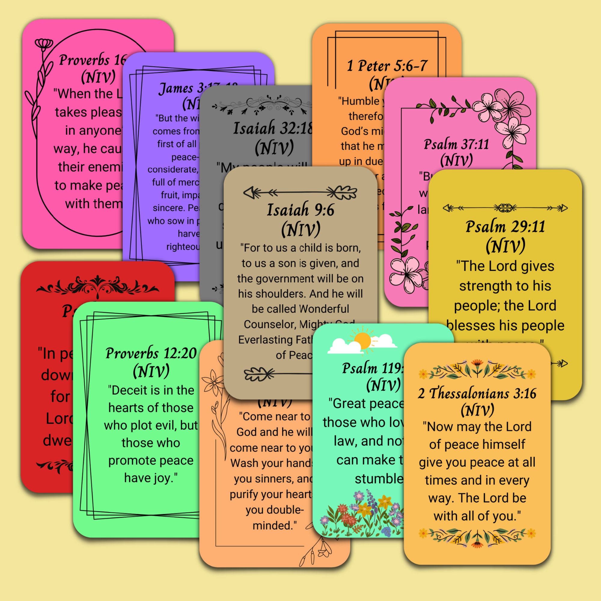 Printable Peace Bible Verse Cards, Bible Study Tools, Memory Verse ...