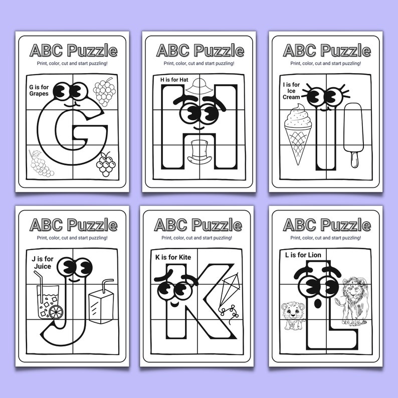 Printable Alphabet Coloring Puzzle Worksheets, Preschool Printables for ...