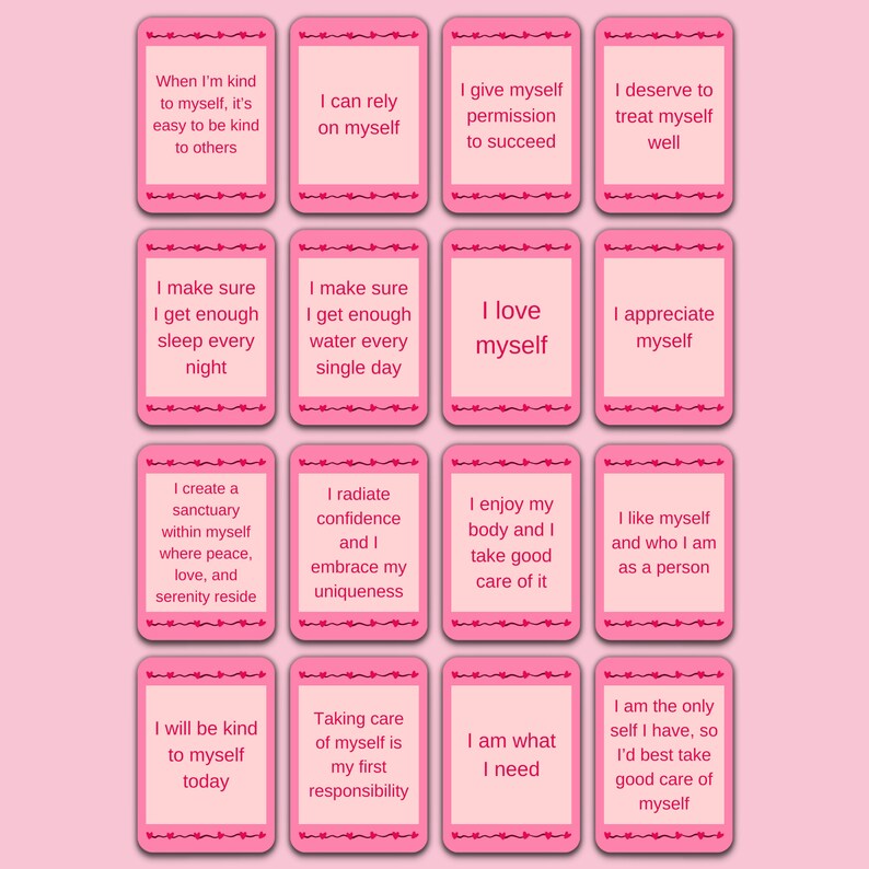 40 Printable Self-care Affirmation Cards for Women, Positive Daily Affirmations, Self-care Gift ...