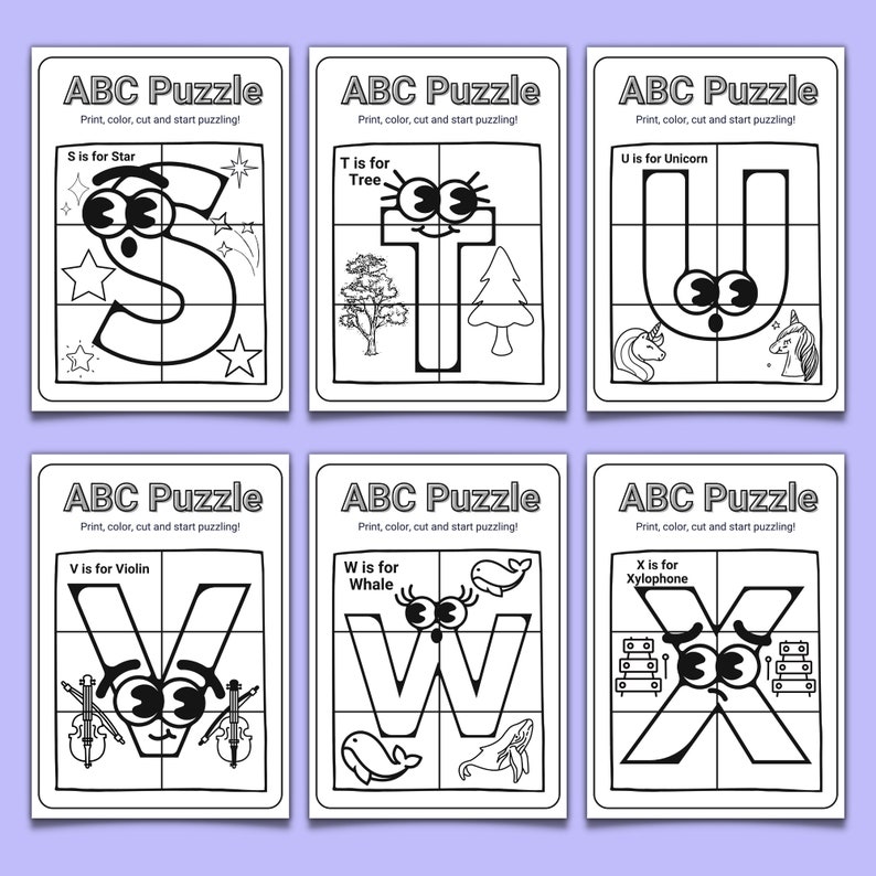 Printable Alphabet Coloring Puzzle Worksheets, Preschool Printables for ...