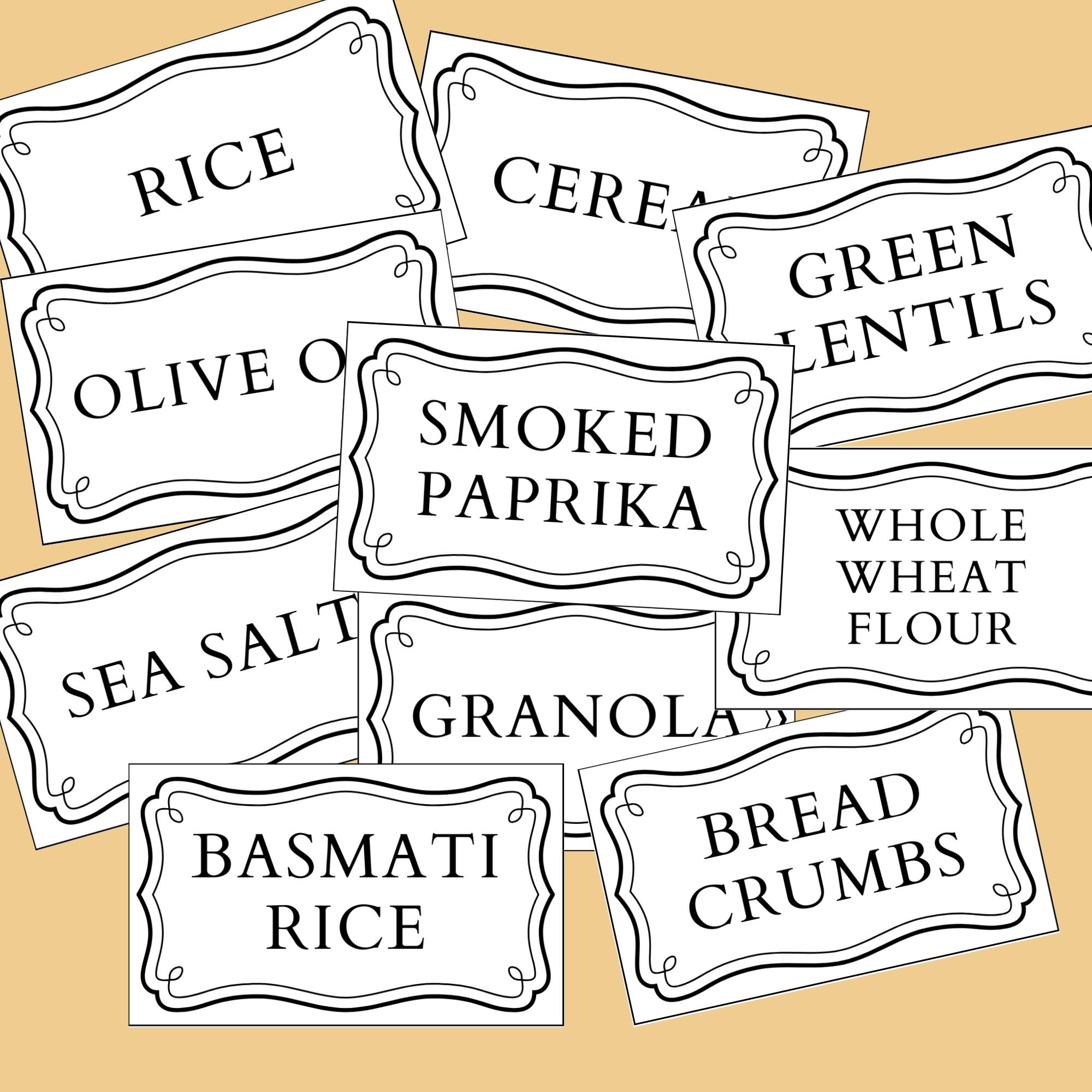Printable Pantry Food Jar Labels, Minimalist Homemade Spice Jar Labels ...