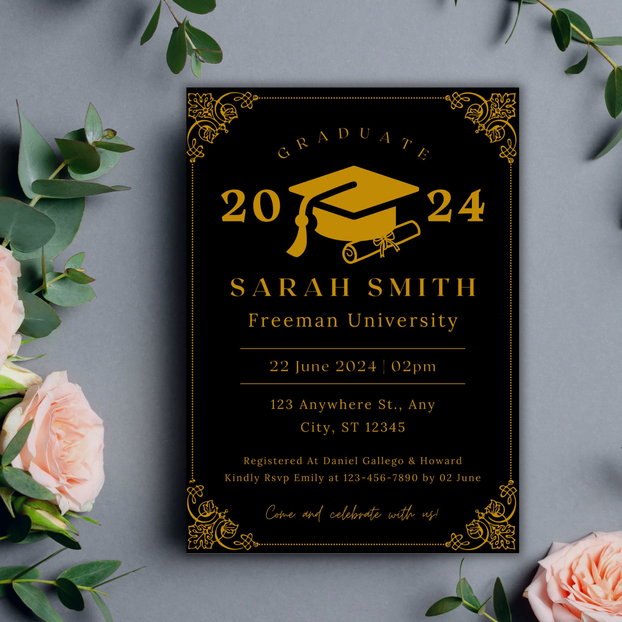 Editable Graduation Party Invitation Canva Template, Grad Party Invite ...