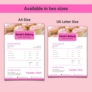 Pink Professional Bakery Business Invoice Template, Printable Small ...