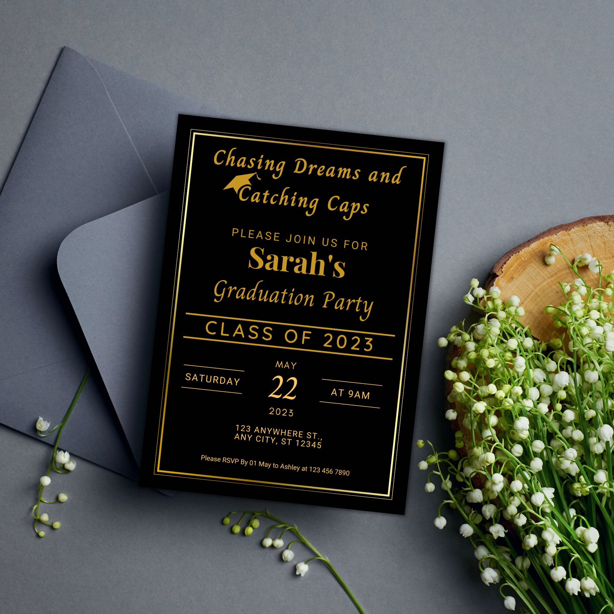 Editable Graduation Party Invitation Canva Template, Grad Party Invite ...