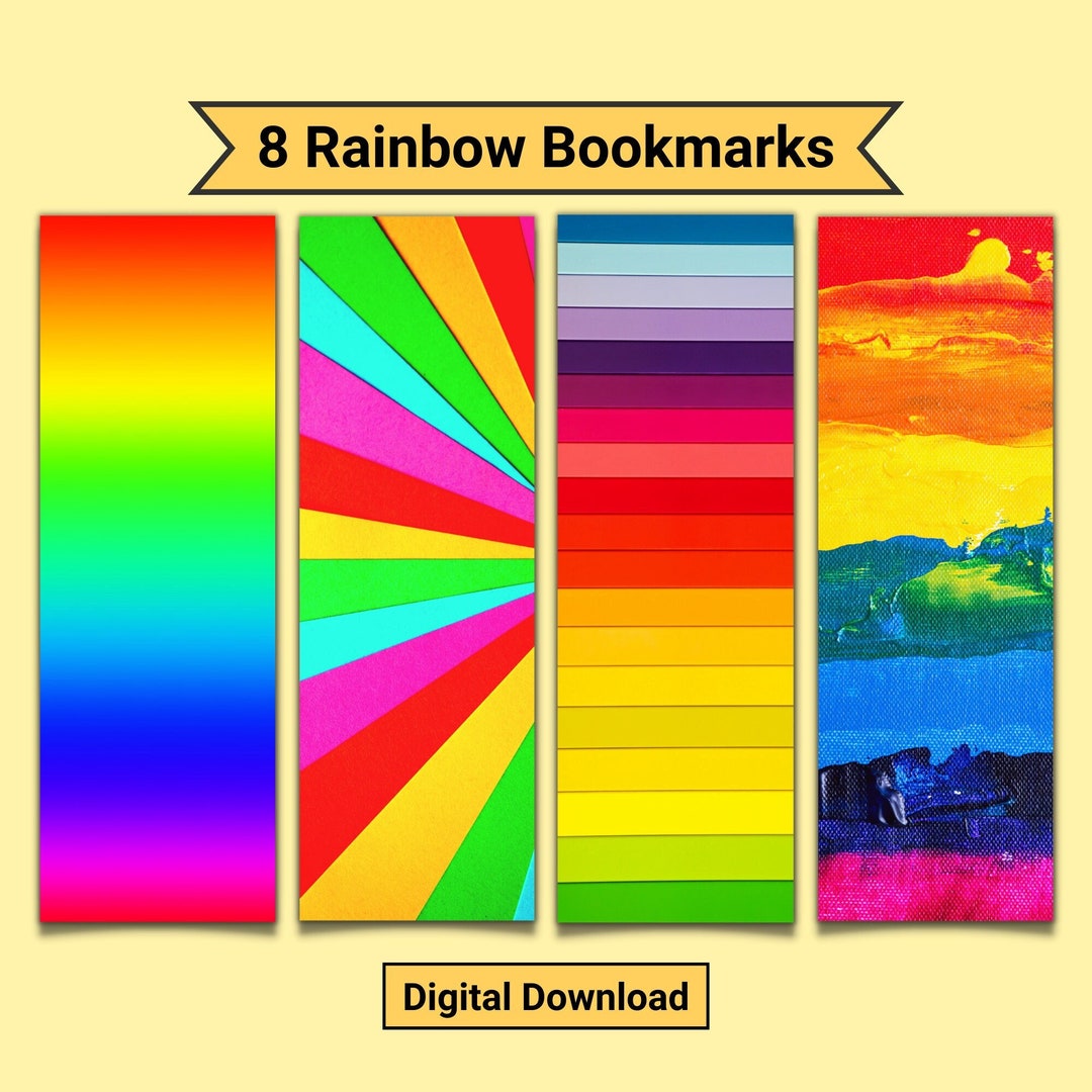 Printable Rainbow Bookmark Set, Rainbow Bookish Bookmarks, Gift for ...