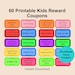 60 Printable Kids Reward Coupons, Kids Coupons, Gift for Children ...