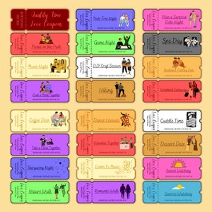 60 Printable Quality Time Love Coupons for Him and Her, Couple Coupons ...