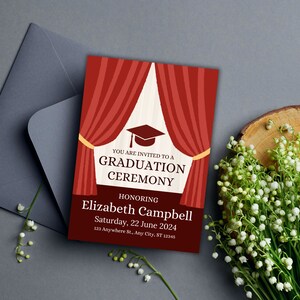 Editable Graduation Ceremony Invitation Canva Template, Grad Party ...