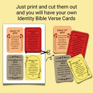 Printable Identity Bible Verse Cards, Bible Study Tools, Memory Verse ...