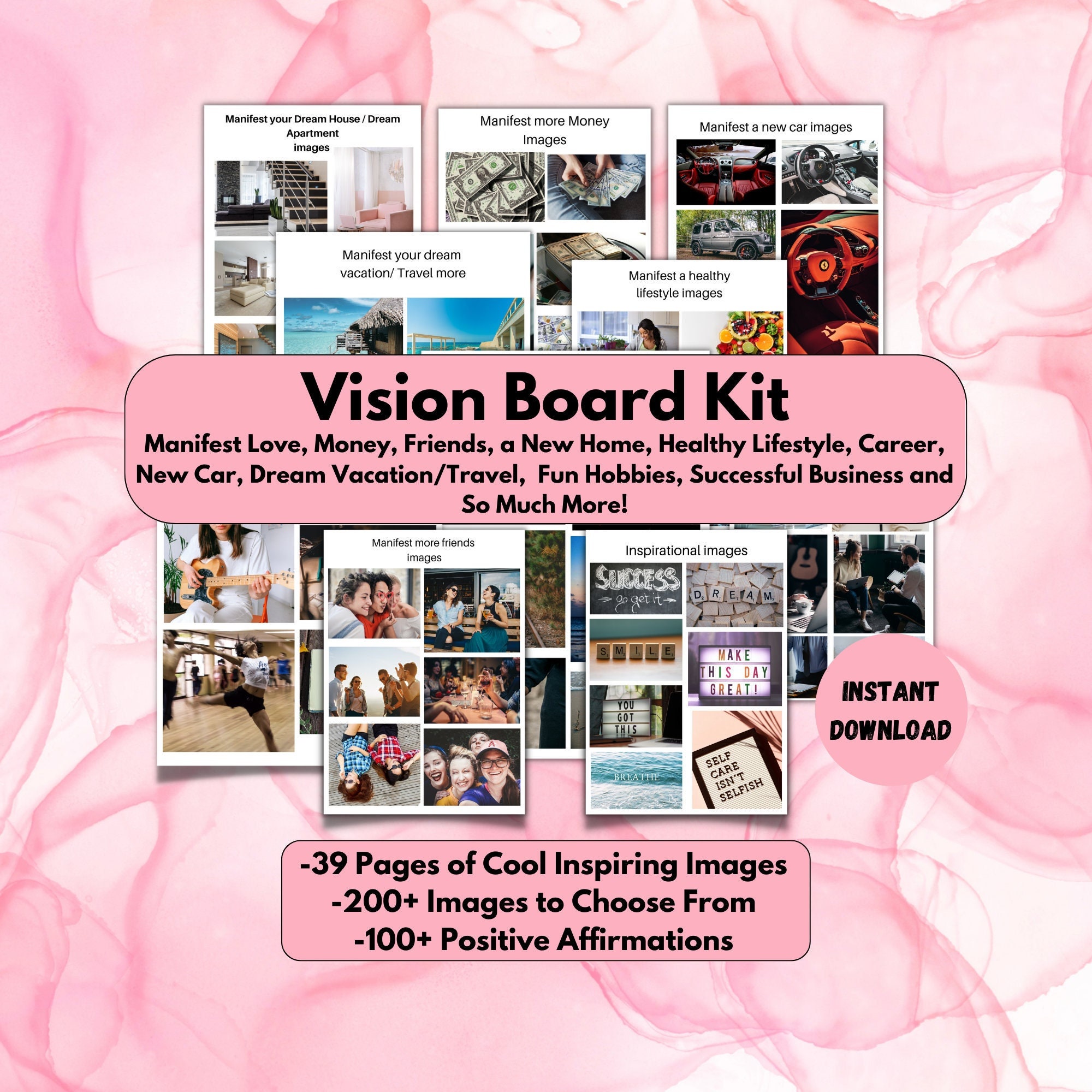 Vision Board Kit, Printable Mood Board for Achieving Your Dream Life ...