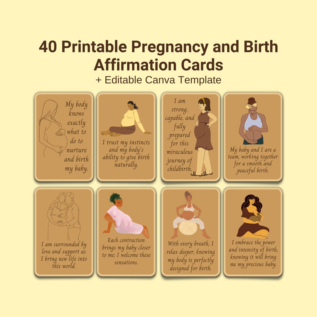 40 Printable Pregnancy and Birth Affirmation Cards, Gift for Pregnant ...