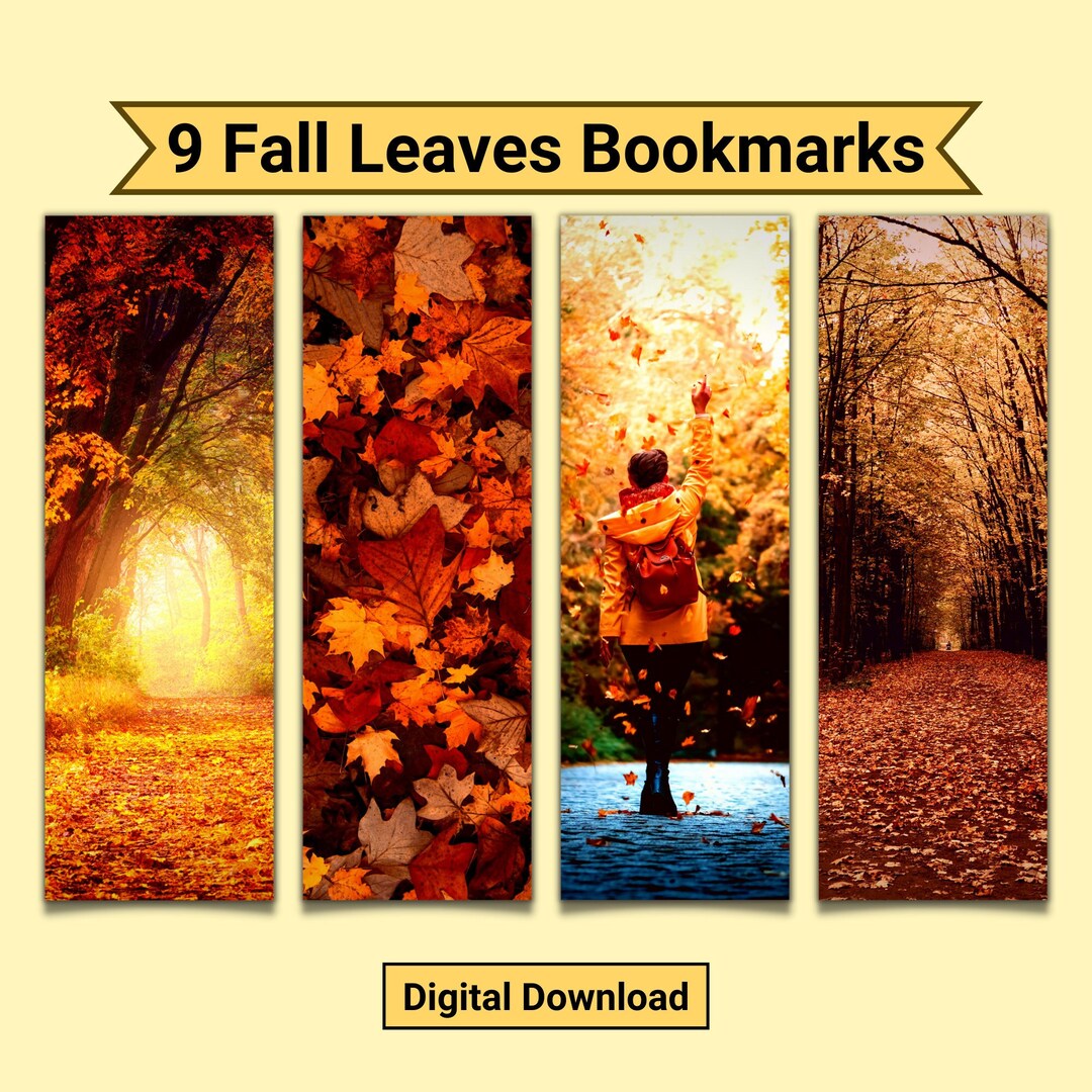 Printable Fall Leaves Bookmark Set, Autumn Bookish Bookmarks, Gift for ...