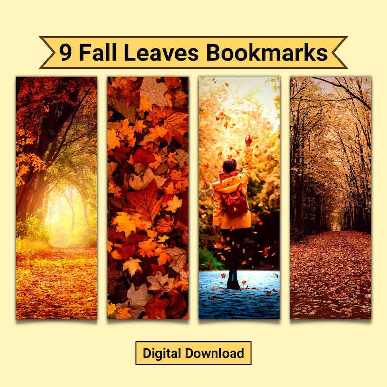 Printable Fall Leaves Bookmark Set, Autumn Bookish Bookmarks, Gift for ...