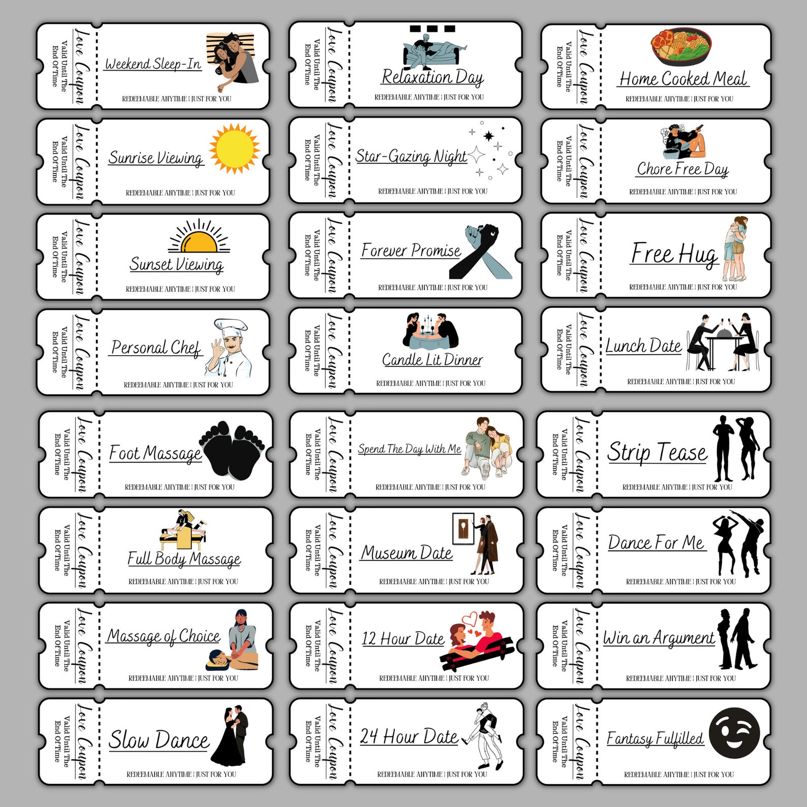 100 cupones de amor imprimibles para él y para ella, cupones para ...