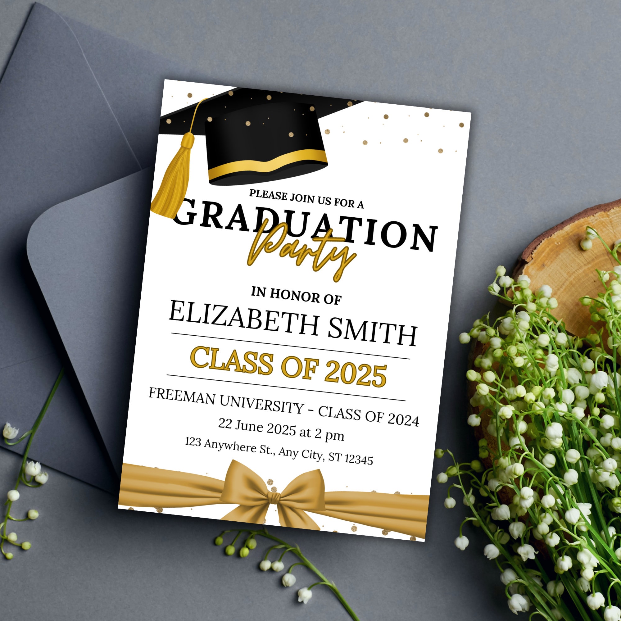 Editable Graduation Ceremony Invitation Canva Template, Grad Party ...