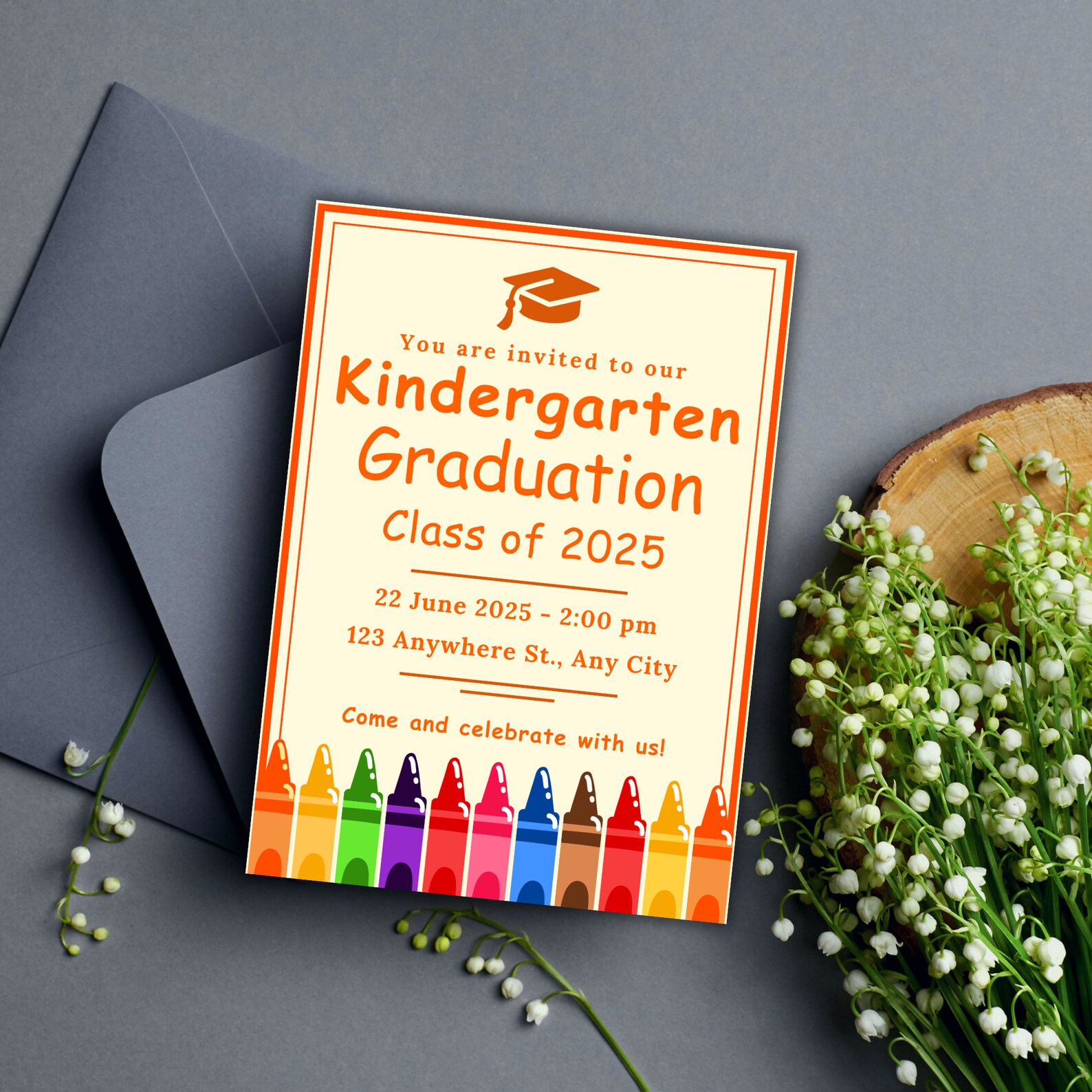 Editable Kindergarten Graduation Party Invitation Canva Template, Grad ...