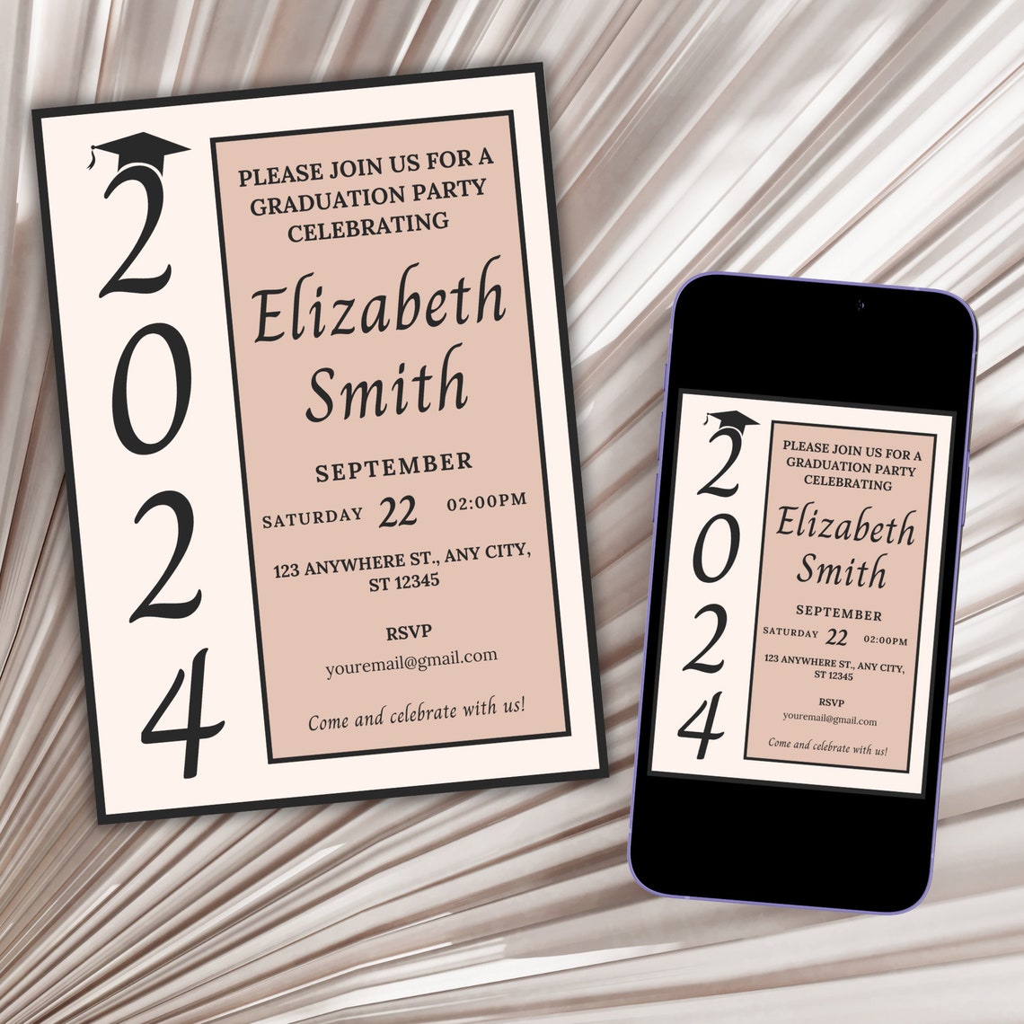 Editable Graduation Ceremony Invitation Canva Template, Grad Party ...