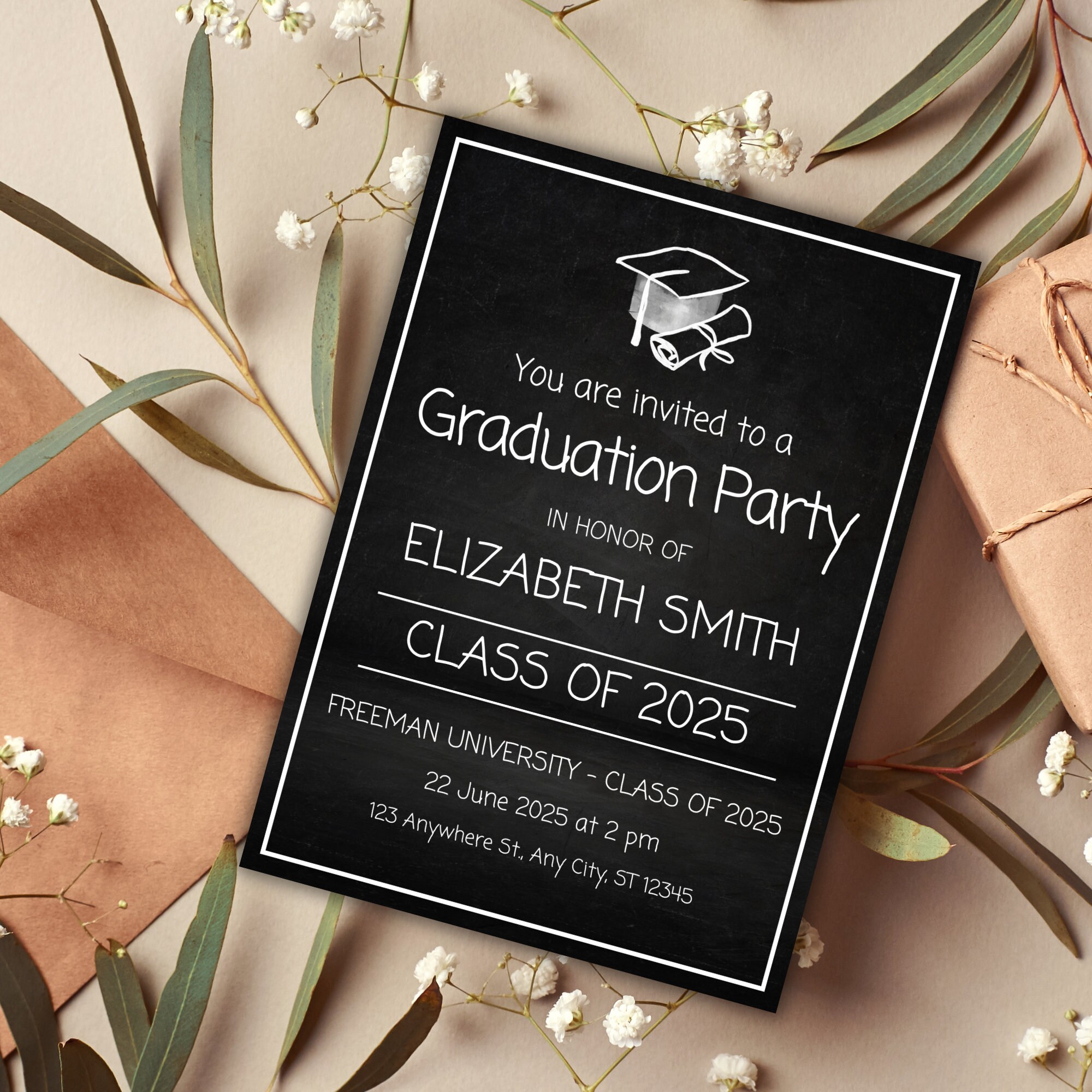 Editable Graduation Party Invitation Canva Template, Grad Party Invite ...