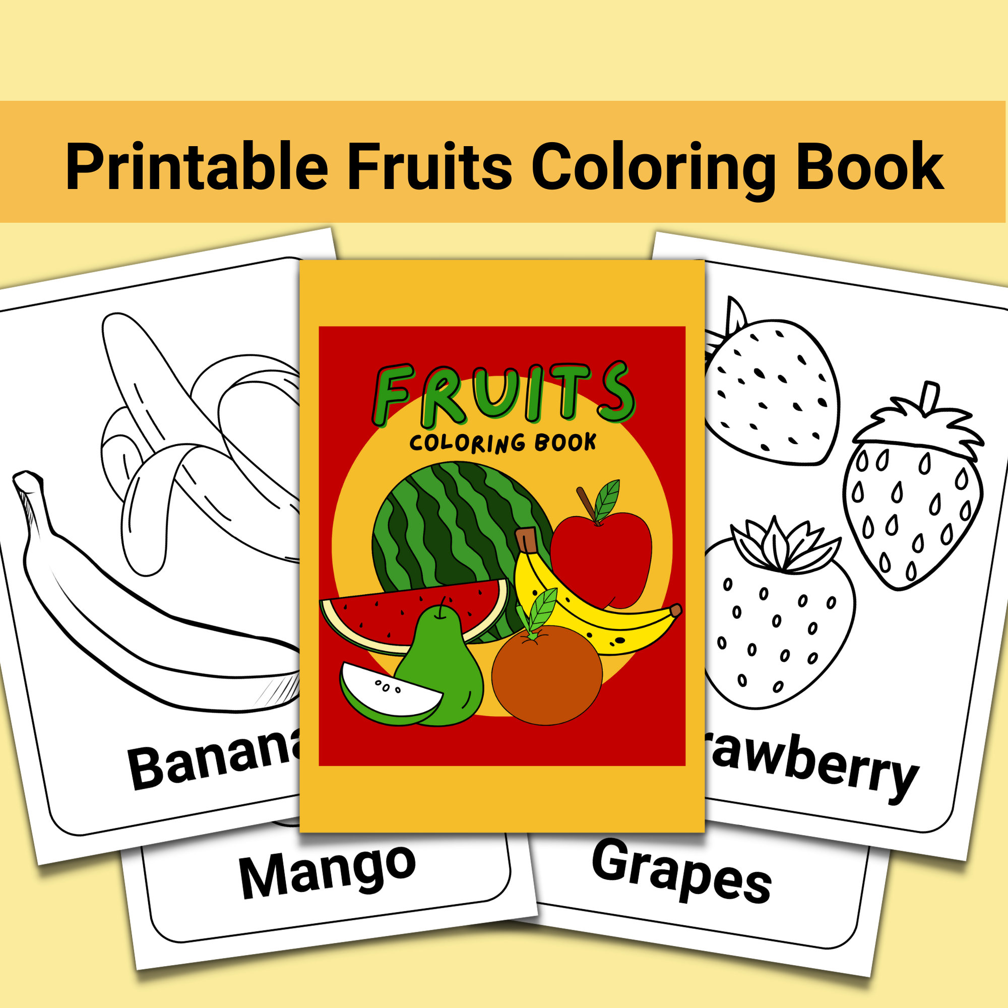 Printable Fruits Coloring Book Worksheets, Preschool Printables for ...