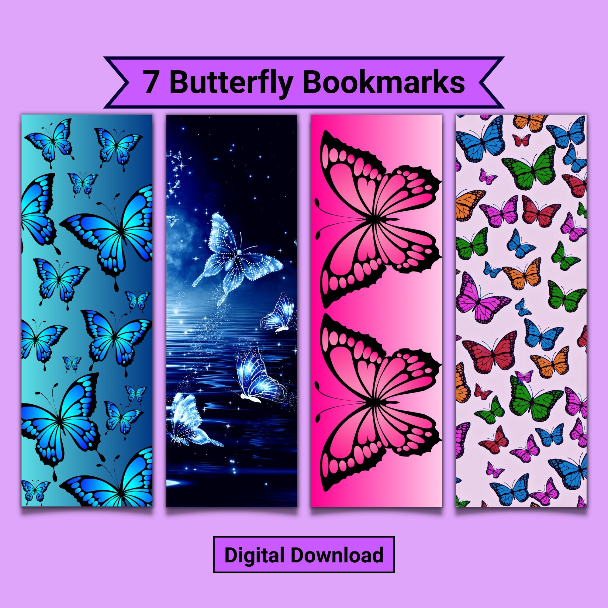 Printable Cute Butterfly Bookmarks, Bookish Bookmarks, Gift for Book ...