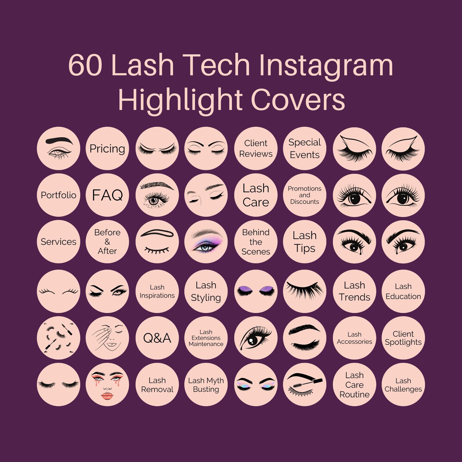 60 Pink Lash Tech Instagram Highlight Covers, Lash Artist IG Icons ...