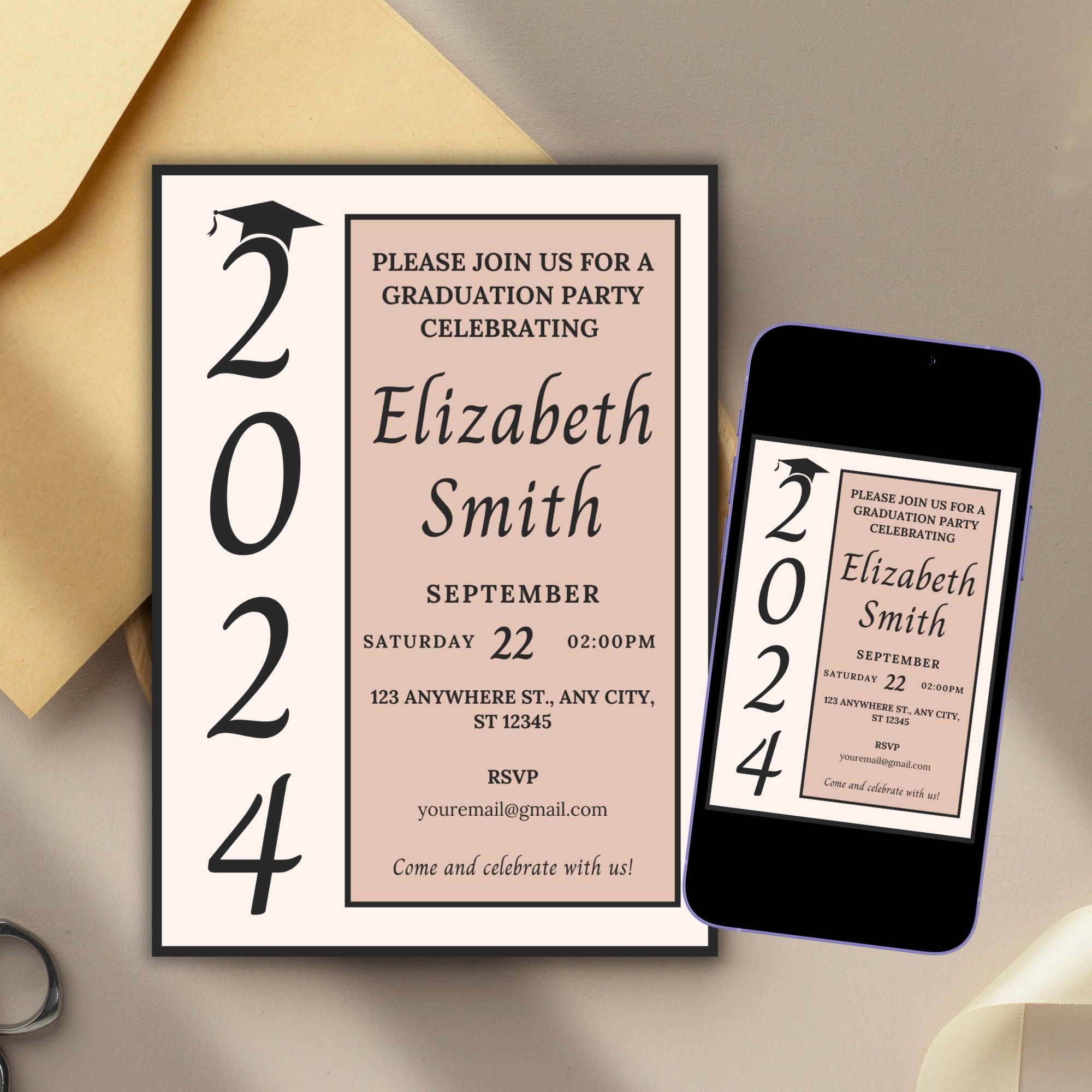 Editable Graduation Ceremony Invitation Canva Template, Grad Party ...