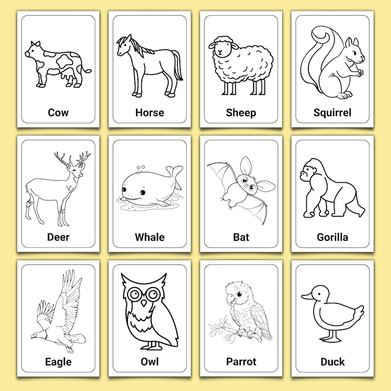 Feuilles de travail à imprimer pour un livre à colorier d'animaux ...