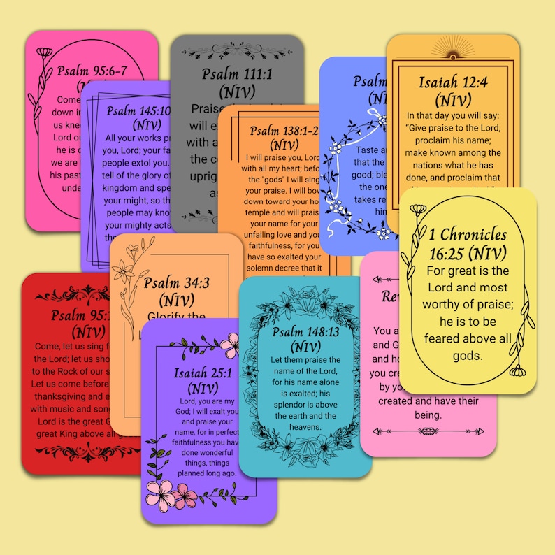 Printable Bible Verse Cards Praising God, Bible Study Tools, Memory ...