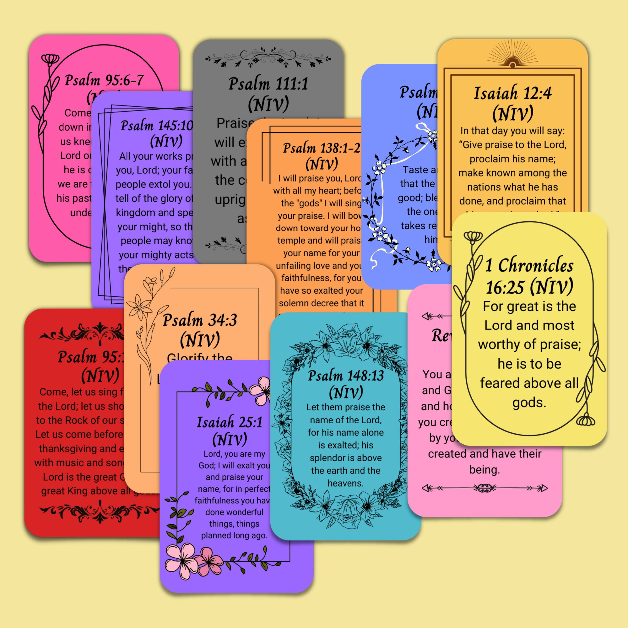 Printable Bible Verse Cards Praising God, Bible Study Tools, Memory ...