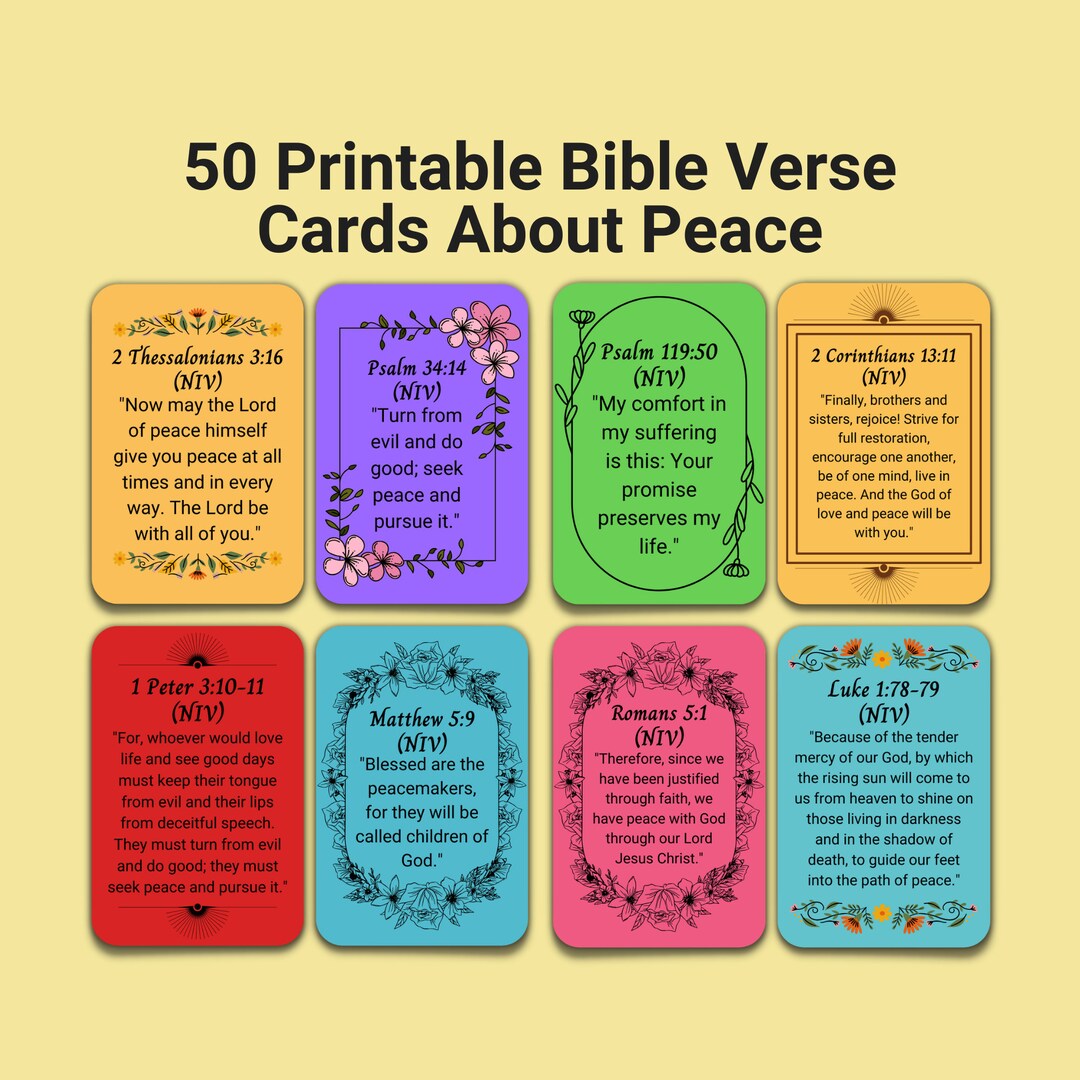 Printable Peace Bible Verse Cards, Bible Study Tools, Memory Verse ...