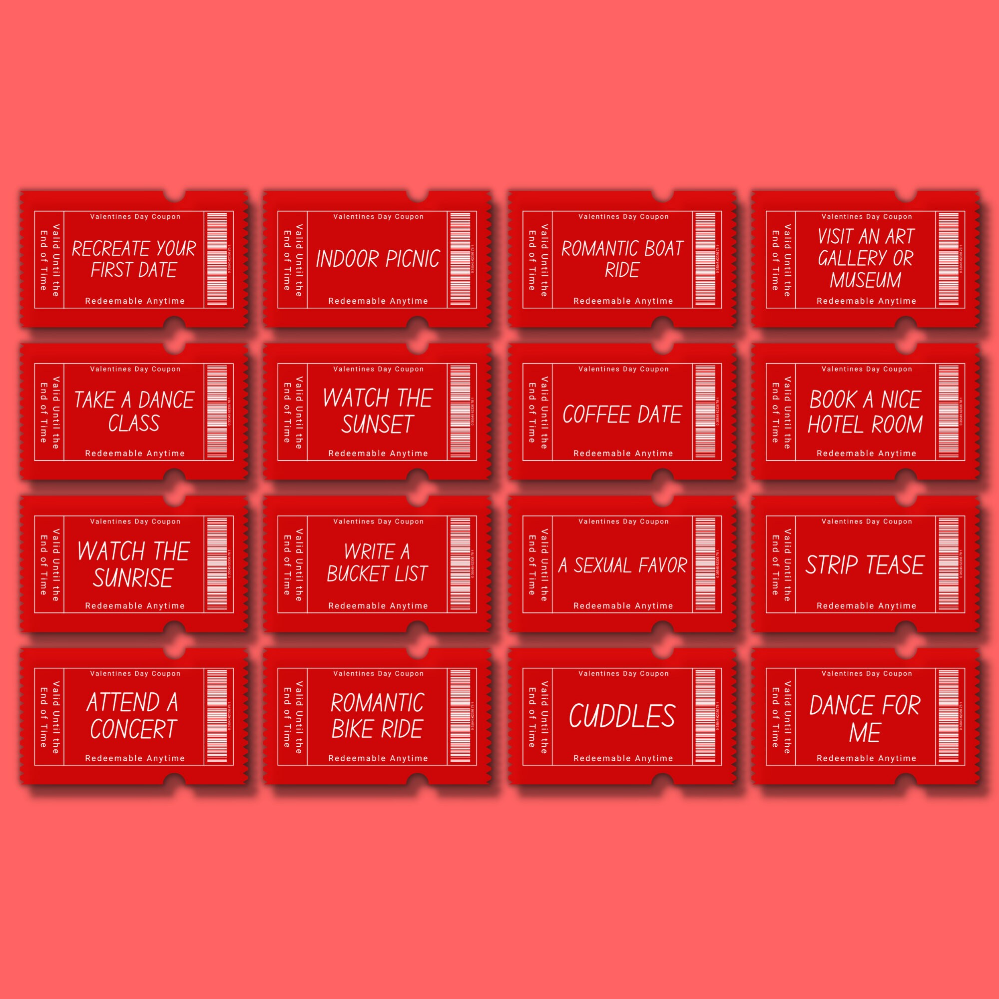 30 Printable Valentines Day Coupons, Couple Love Coupons, Valentines ...