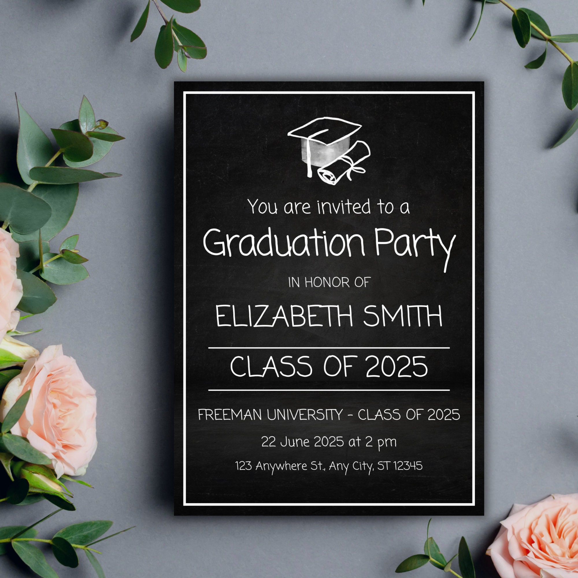 Editable Graduation Party Invitation Canva Template, Grad Party Invite ...